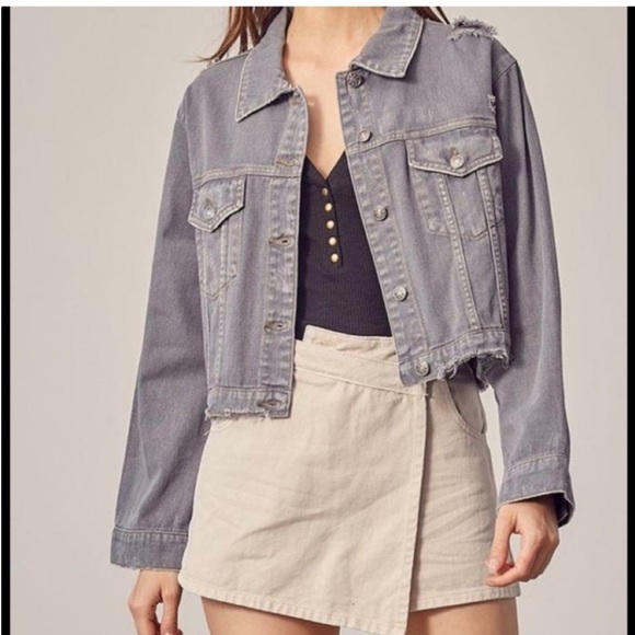 Mustard Seed | Jackets & Coats | Mustard Seed Gray Denim Cropped Jean ...